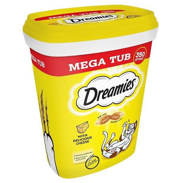 Dreamies Cheese Mega Tub 350g - Cat Food & Treats - HugglePets