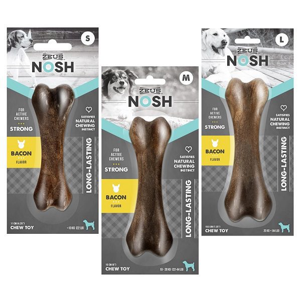 Zeus Nosh Strong Chew Bacon Bone - for Active Chewers - HugglePets