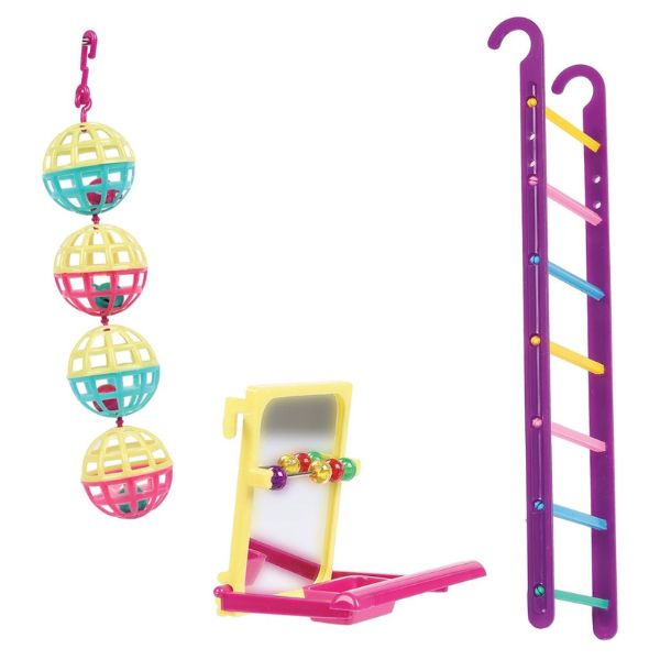 Happy Pet Bird Toy Multipack Ball/Ladder/Perch - HugglePets