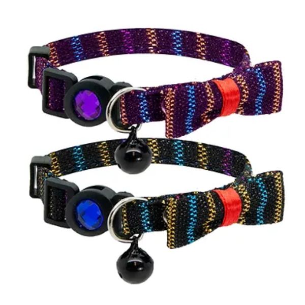 Cat Circus Jewelled Glitz Stripe Safety Cat Collar - HugglePets